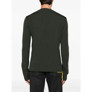 Fendi Ribbed Wool Jumper With Shoulder Patches - Green