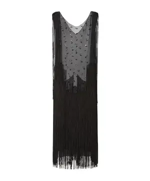 Fendi Silk Dress With Mirrors And Fringes