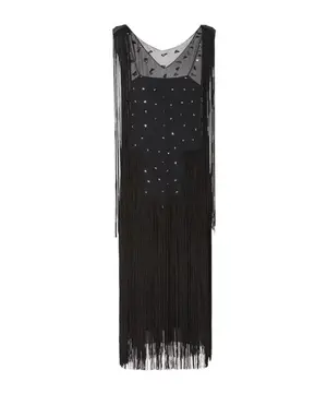 Fendi Silk Dress With Mirrors And Fringes