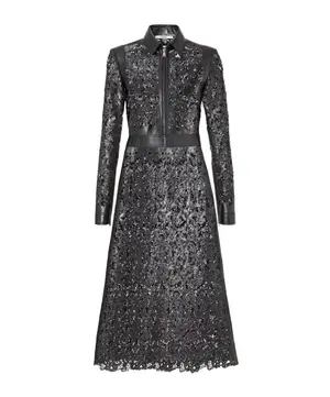 Fendi Macrame Leather Dress - Black