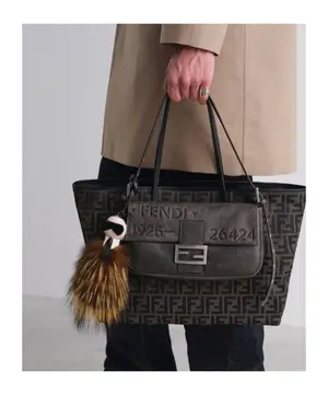 Fendi Multicolour Fox Fur And Mink Charm - Brown