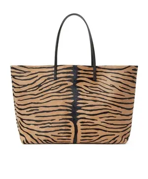 Fendi Medium Roll Tiger-print Pony-effect Leather Shopper