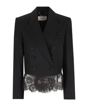 Zimmermann Valiant Lace Cropped Blazer - Black