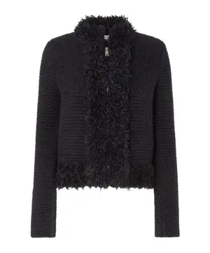 Fendi Mohair And Wool Jacket With Fur-effect Trim