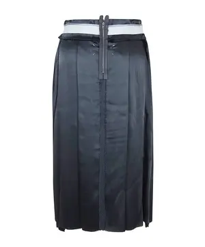 MAISON MARGIELA Pleated Raw-hem Midi Skirt - Black