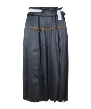 MAISON MARGIELA Pleated Raw-hem Midi Skirt - No