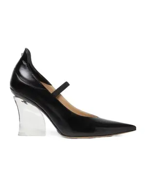 Fendi Illusion Leather Court Shoes With Architectural Heel - Black