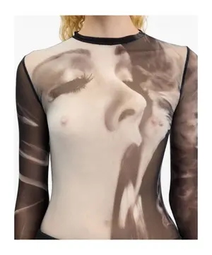 JEAN PAUL GAULTIER Long Sleeve Mesh Portrait Top