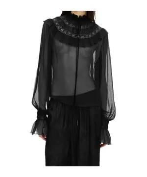 ANN DEMEULEMEESTER Palvi Sheer Chiffon Ruffle Collar Blouse