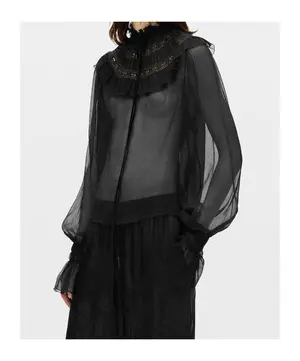 ANN DEMEULEMEESTER Palvi Sheer Chiffon Ruffle Collar Blouse