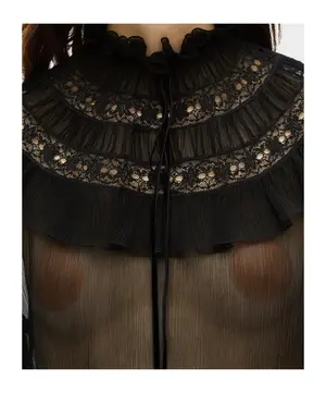 ANN DEMEULEMEESTER Palvi Sheer Chiffon Ruffle Collar Blouse