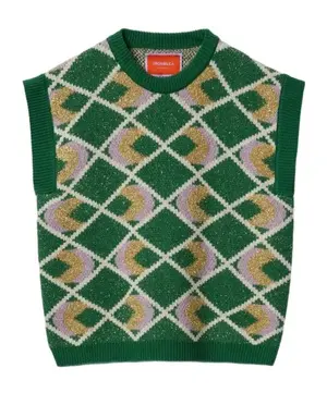 La DoubleJ Sleeveless Argyle Knit Vest - Green