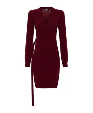 Dsquared2 V-neck Tie-front Dress - Wine Red