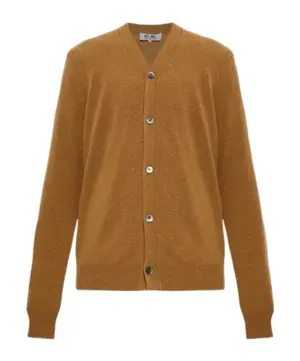 Play Comme Des Garcon Ribbed V-neck Knit Top - Brown
