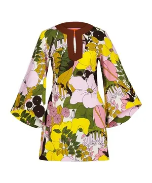 La DoubleJ Kaftan Mini Floral-print Dress - Multicolor