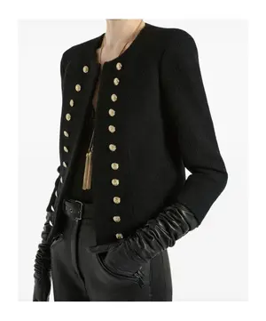 Balmain Textured Bouclette Tweed Jacket With Gold-tone Buttons
