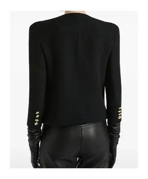 Balmain Textured Bouclette Tweed Jacket With Gold-tone Buttons