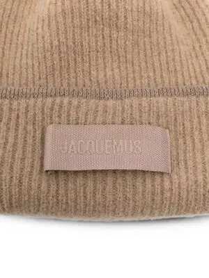 Jacquemus Logo-patch Ribbed-knit Beanie Hat