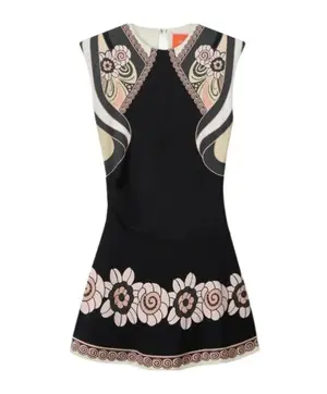 La DoubleJ Floral Print Mini Dress - Black
