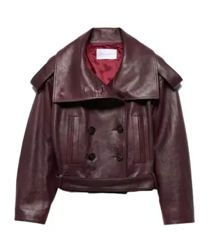 7 For All Mankind Double-breasted Leather Jacket - Red