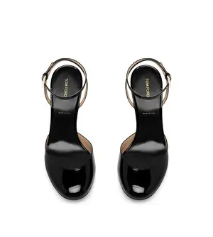 TOM FORD Patent Leather Stiletto Pumps With Ankle Strap - Black
