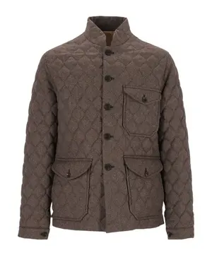 Emporio Armani Diamond-quilted Jacket With Horn Button Front