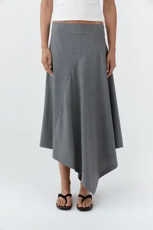 ST. AGNI Curved Patchwork Midi Skirt