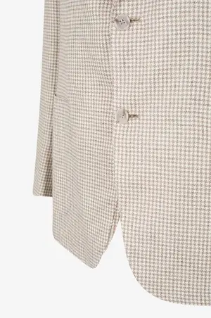 Brioni Ravello Single-breasted Linen Blend Houndstooth Check Blazer