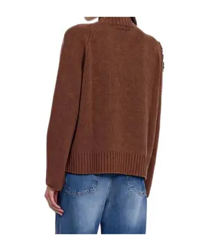 ERMANNO FIRENZE Embellished High-neck Sweater - Brown