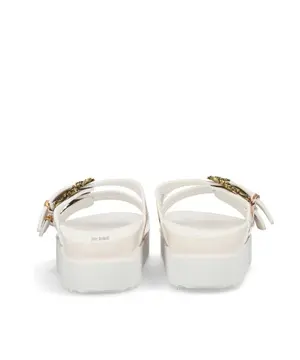 Versace Embellished Barocco Print Platform Sandals - White