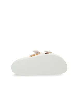 Versace Embellished Barocco Print Platform Sandals - White