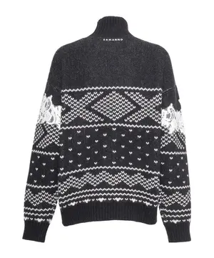 ERMANNO FIRENZE Intarsia Lace-knit Turtleneck Sweater