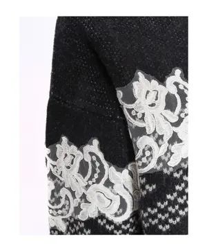 ERMANNO FIRENZE Intarsia Lace-knit Turtleneck Sweater