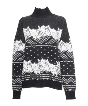 ERMANNO FIRENZE Intarsia Lace-knit Turtleneck Sweater - No