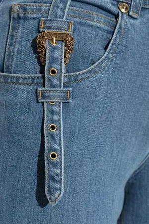 Versace Slim-fit Buckle Detail Jeans - Blue