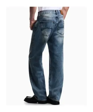 Emporio Armani Faded Straight-leg Jeans - Blue