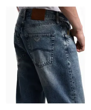 Emporio Armani Faded Straight-leg Jeans - Blue