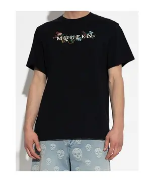 Alexander McQueen Floral Logo Printed T-shirt