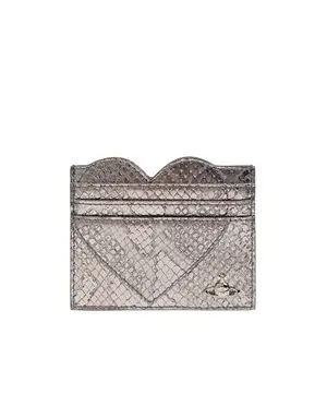 VIVIENNE WESTWOOD Heart-trim Embossed Card Holder - Silver