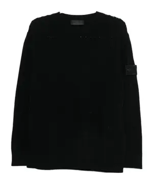 Stone Island Long Sleeve Pullover Sweater - Black