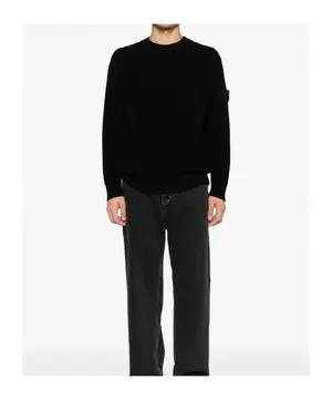 Stone Island Long Sleeve Pullover Sweater - Black