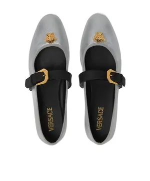 Versace La Medusa Metallic Ballerinas - Gray