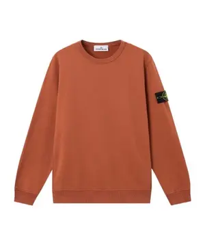Stone Island Regular-fit Crewneck Sweatshirt With Ribbed Inserts - Brick Red