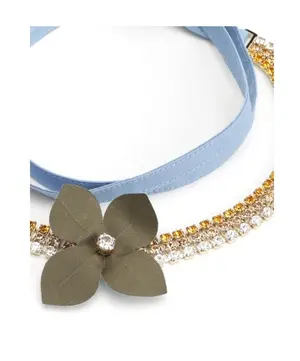 Marni Floral Pendant Necklace With Crystal Accents - Blue