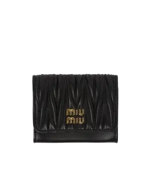 Miu Miu Matelassé Nappa Leather Card Holder - Black