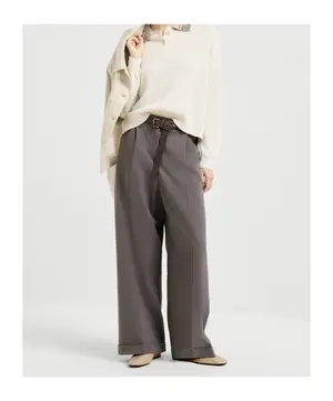 Brunello Cucinelli Palazzo Pants With Monili Detail