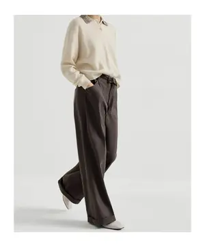 Brunello Cucinelli Palazzo Pants With Monili Detail