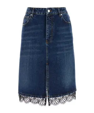 Stella McCartney Lace Detailed Denim Skirt