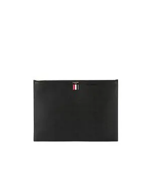 Thom Browne Rwb Stripe Zip-up Laptop Holder - Black