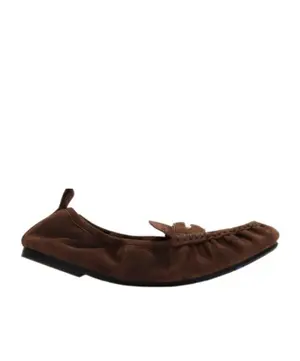 Burberry Logo Plaque Ruched Ballerinas - Hazel-brown